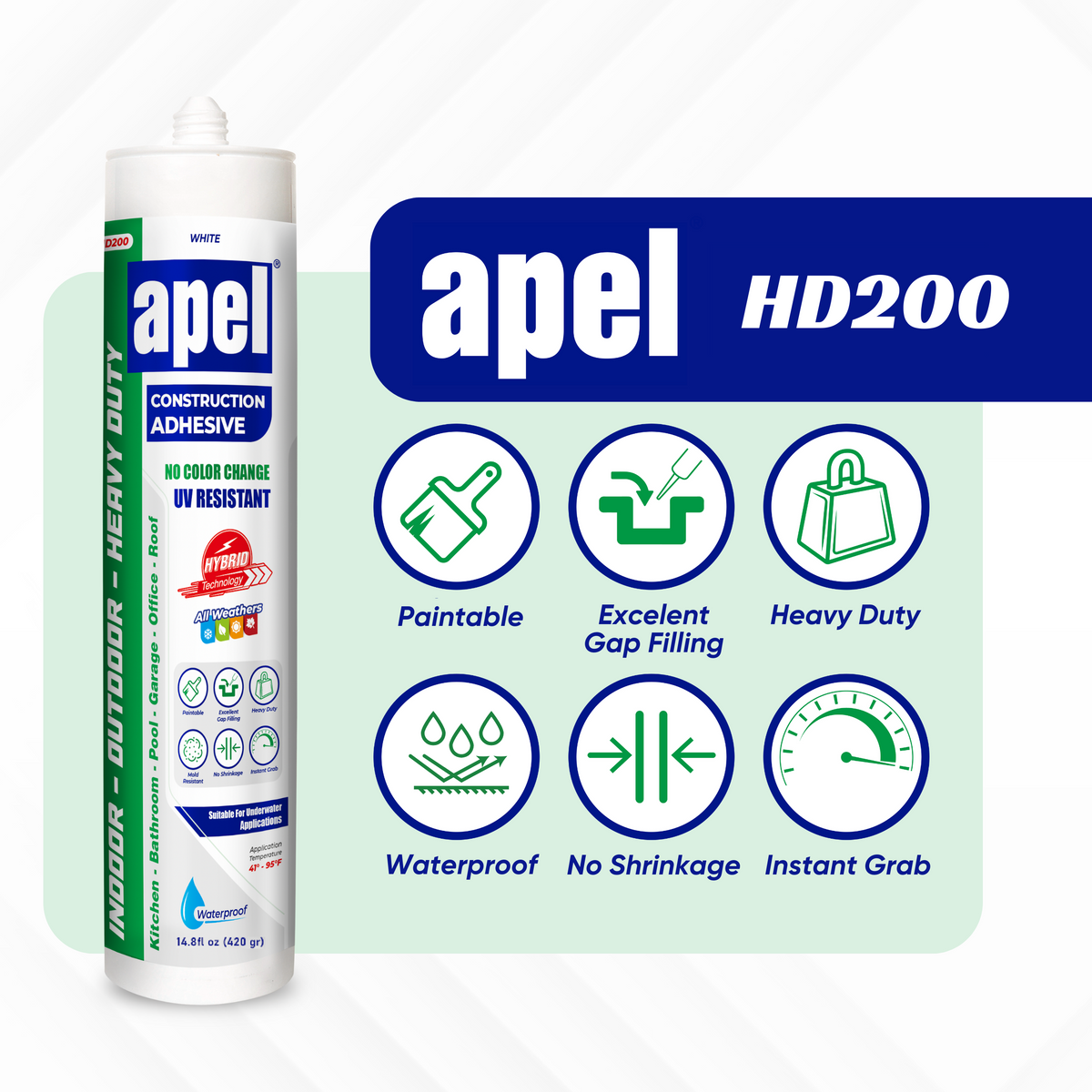 APEL HD200 Hybrid Construction Adhesive 14.8 fl oz White – Adhesive Guru
